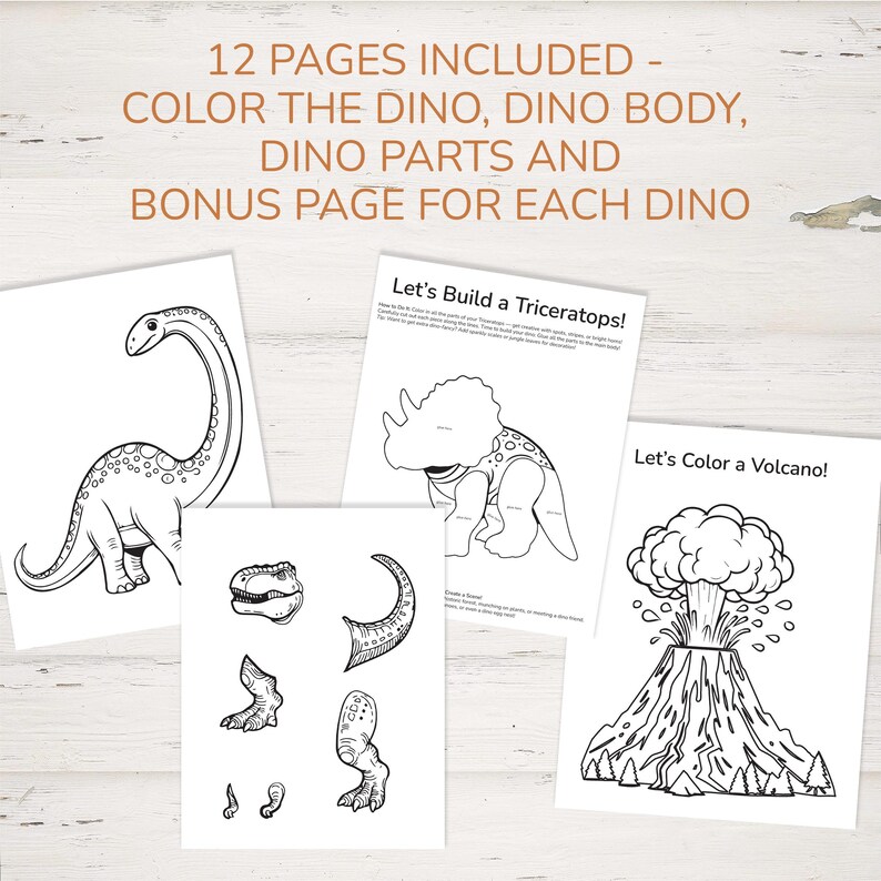 Dinosaur Craft Bundle – Printable Brachiosaurus, T-rex and Triceratops ...