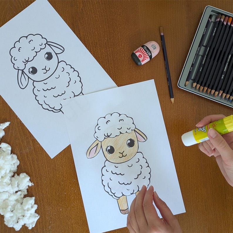 Sheep Craft Printable, Cut and Paste Farm Animal Activity for Kids ...
