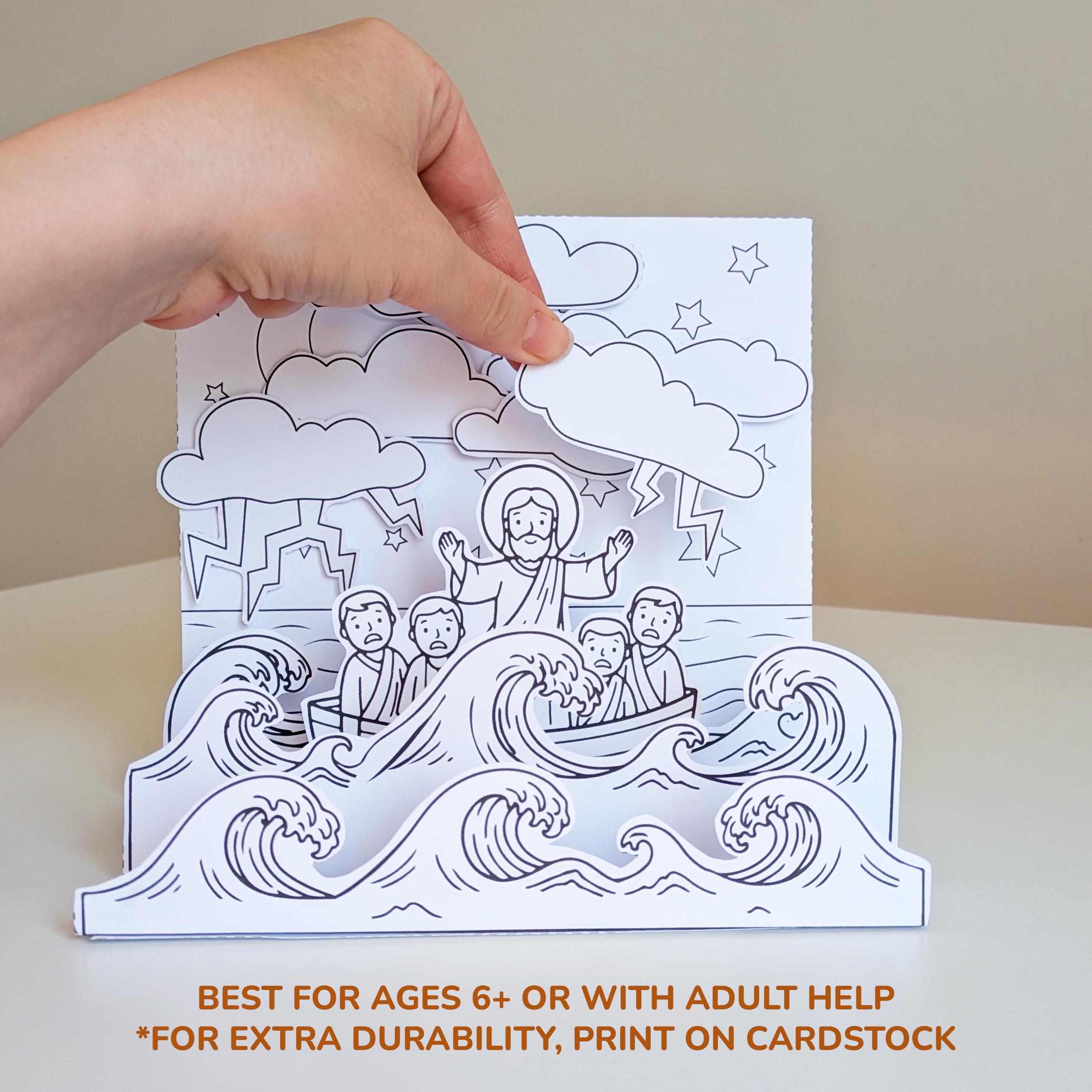 Jesus Calms the Storm 3D Diorama Craft Printable | Interactive Bible ...