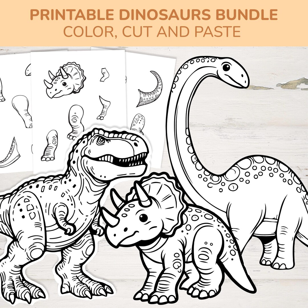 Dinosaur Craft Bundle – Printable Brachiosaurus, T-rex and Triceratops ...