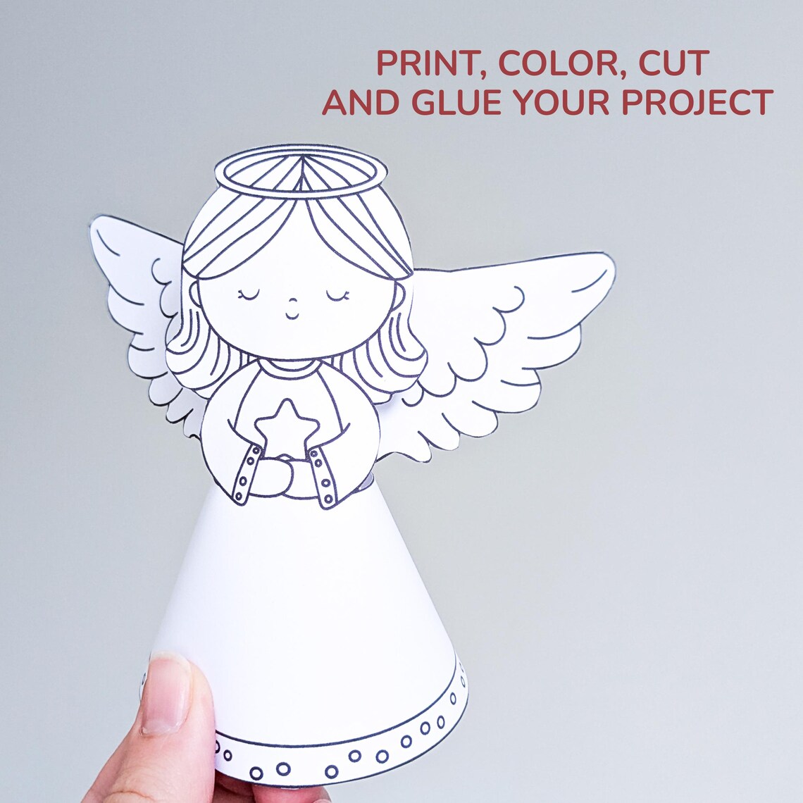 Printable Christmas Angel Craft – DIY Paper Angel Decoration | Color ...