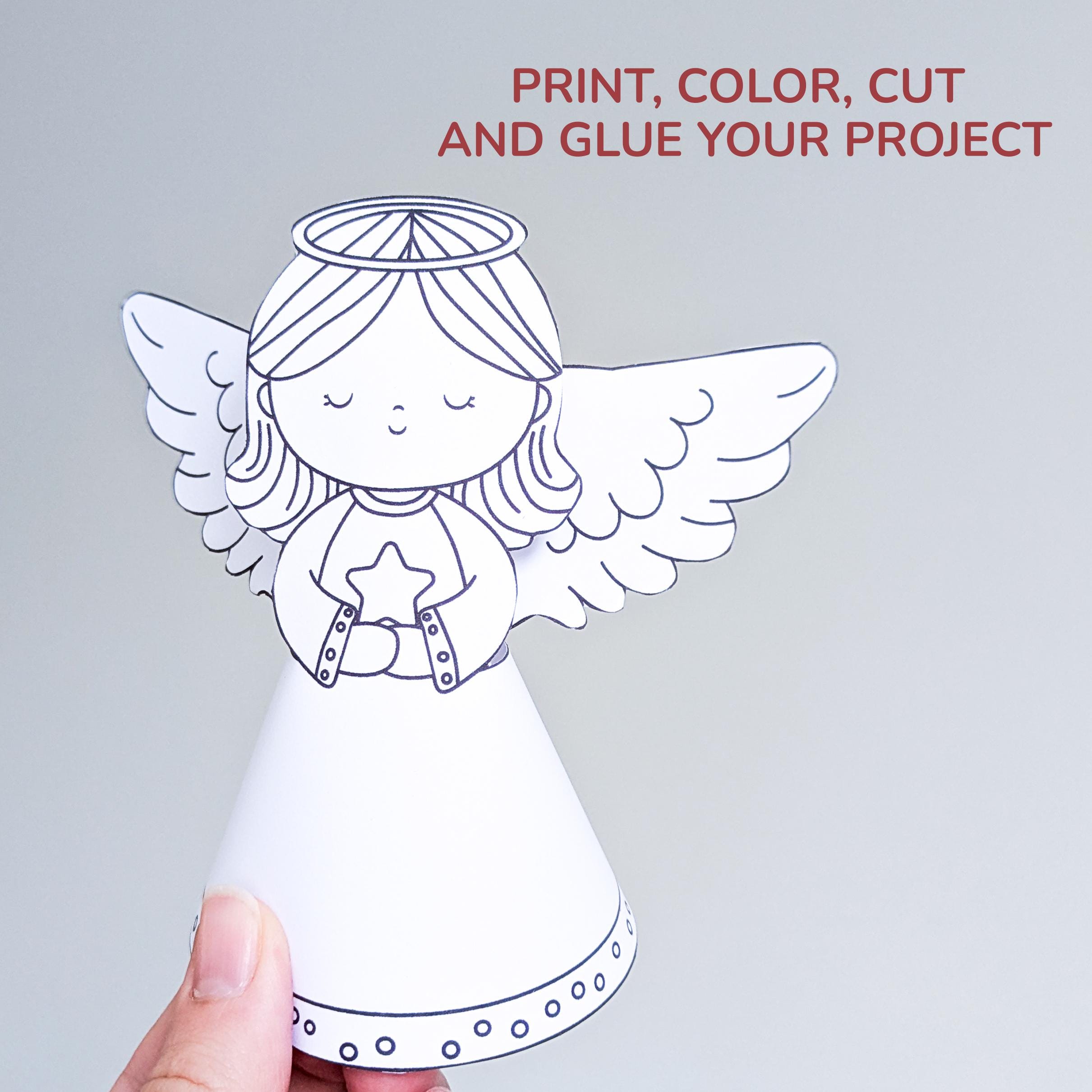 Printable Christmas Angel Craft – DIY Paper Angel Decoration | Color ...
