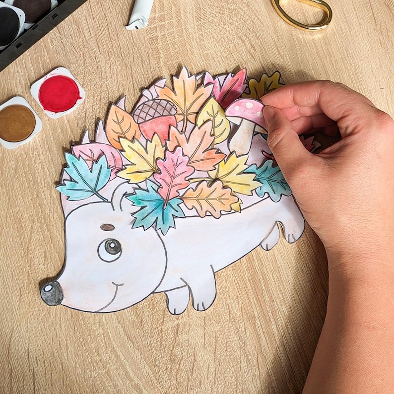 Hedgehog Craft Printable for Kids |autumn Cut and Paste Coloring ...