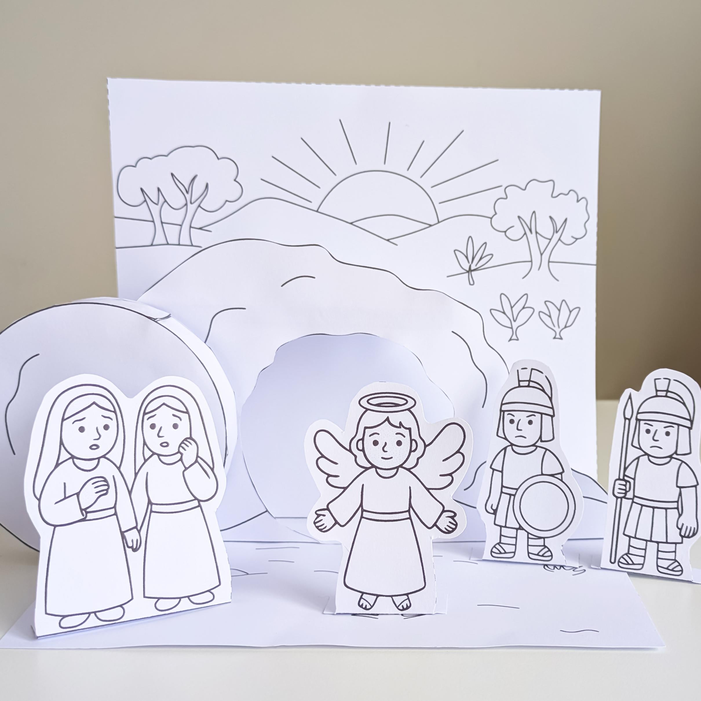 Easter Resurrection Scene Paper Craft for Kids, He is Risen Printable ...