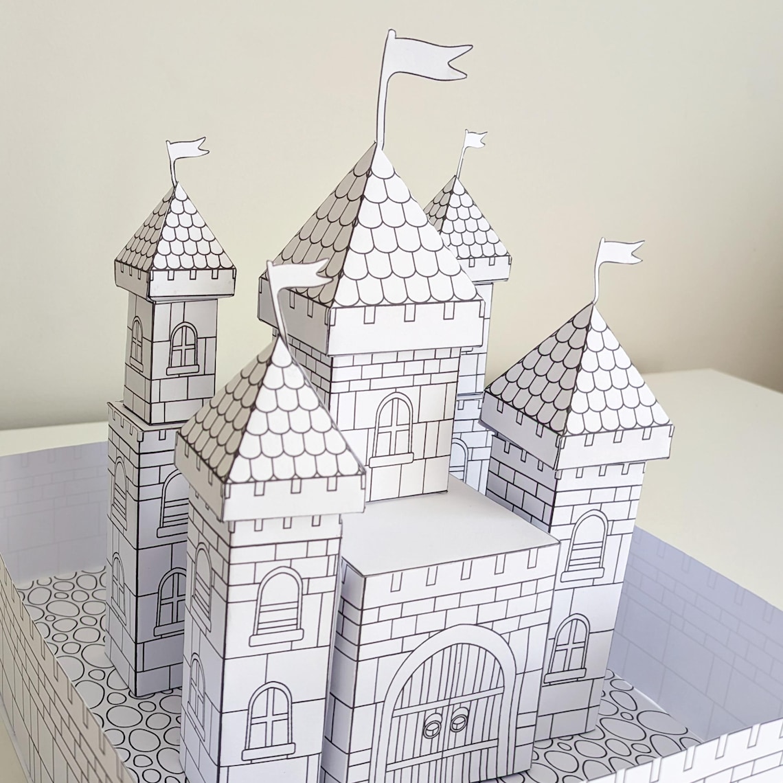 Printable 3D Paper Castle Craft for Kids | Color Cut & Glue Medieval ...
