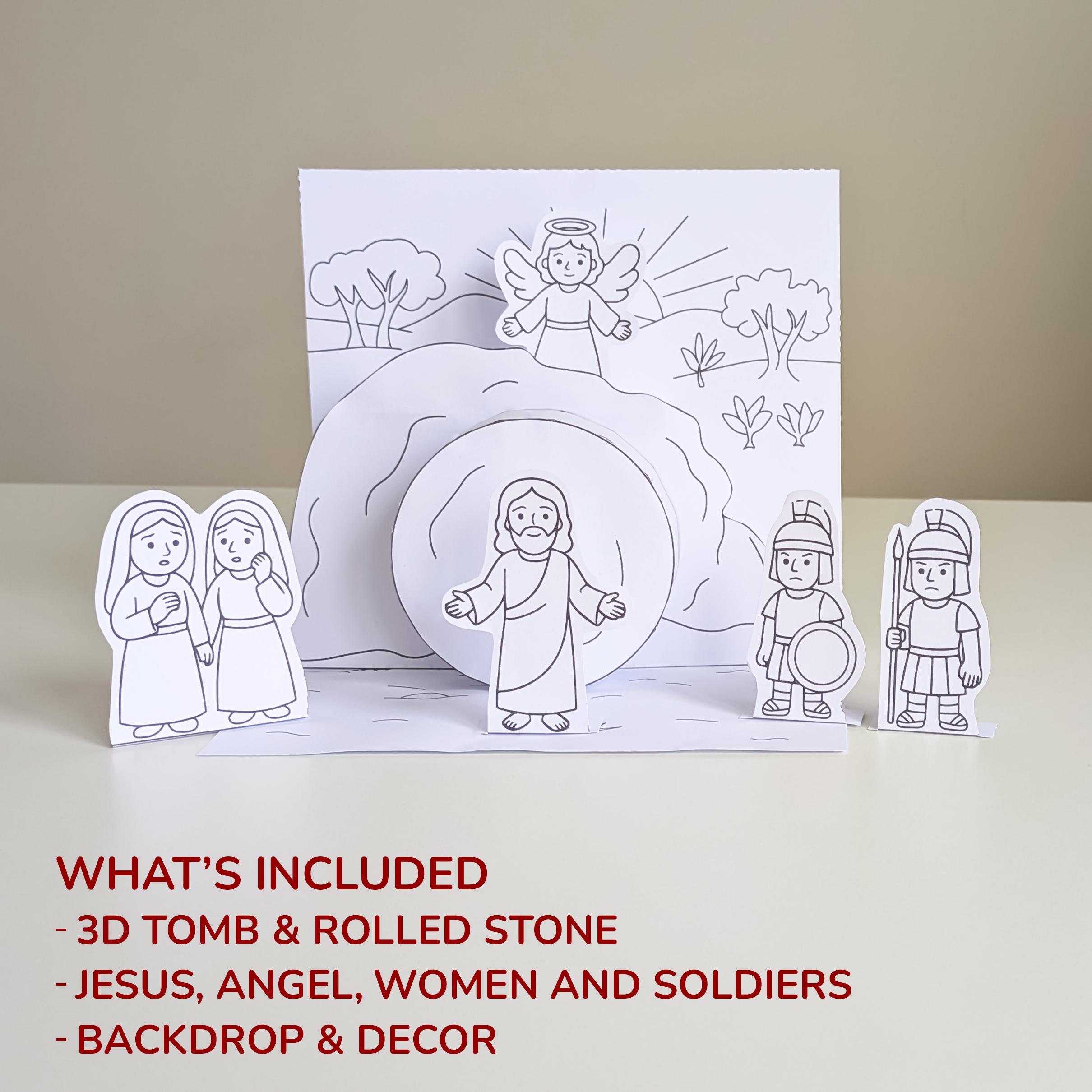 Easter Resurrection Scene Paper Craft for Kids, He is Risen Printable ...