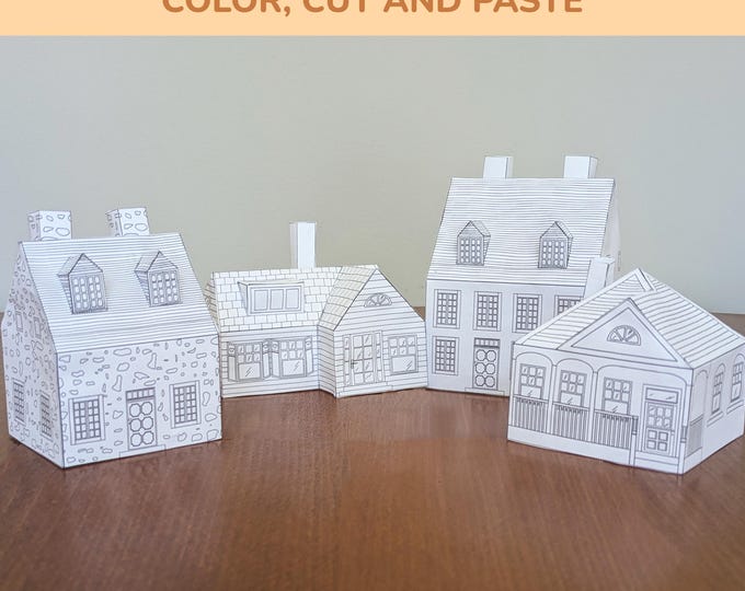 Printable Paper Houses, Printable 3D Paper House Set, Paper House Model ...