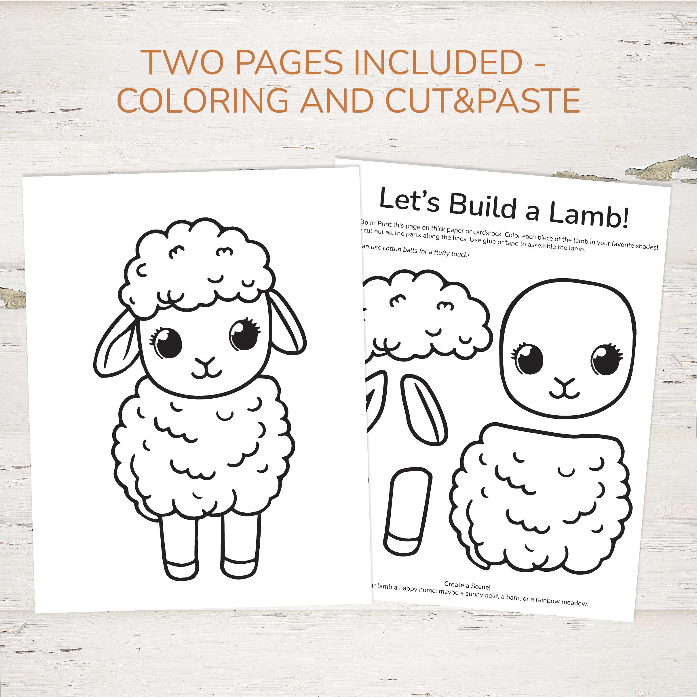 Sheep Craft Printable, Cut and Paste Farm Animal Activity for Kids ...