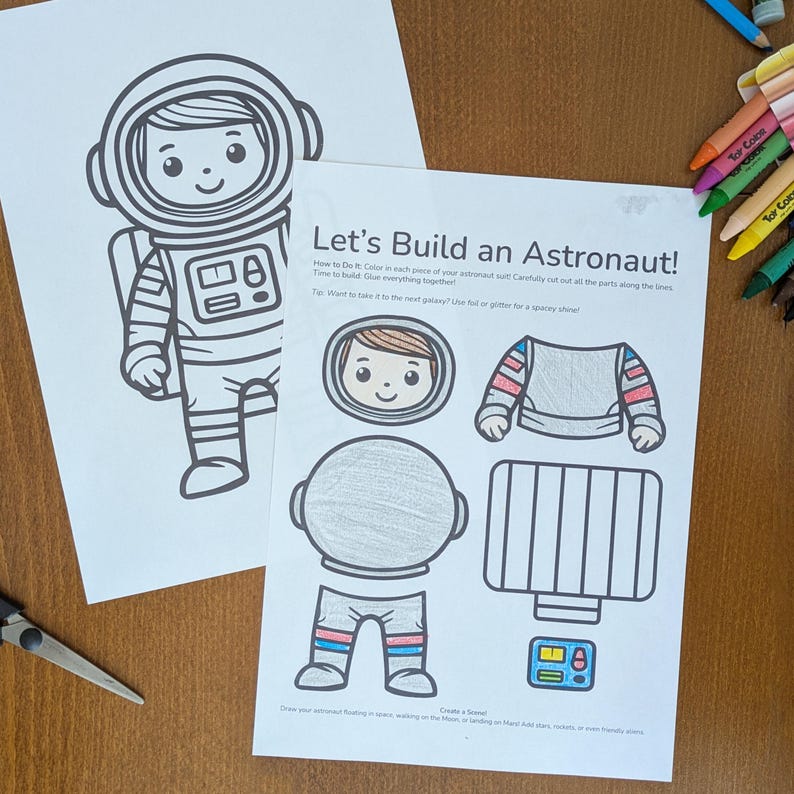 Printable Astronaut Craft for Kids | Space Paper Doll Activity | Color ...