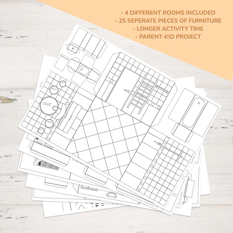 Printable 4-room Paper Dollhouse – DIY Cut, Color and Build Craft for ...