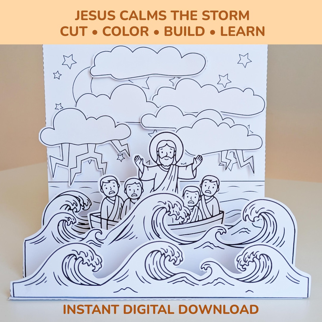 Jesus Calms the Storm 3D Diorama Craft Printable | Interactive Bible ...