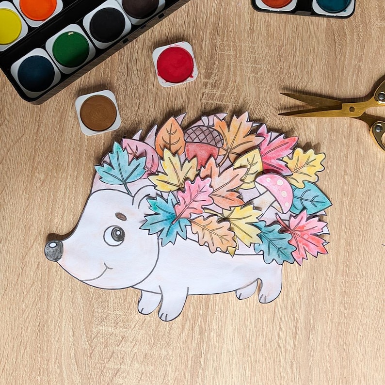 Hedgehog Craft Printable for Kids |autumn Cut and Paste Coloring ...