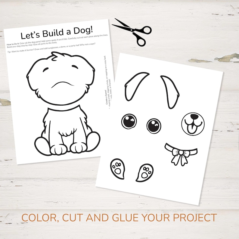 Printable Dog Craft | Color, Cut & Paste Activity for Kids | DIY Paper ...
