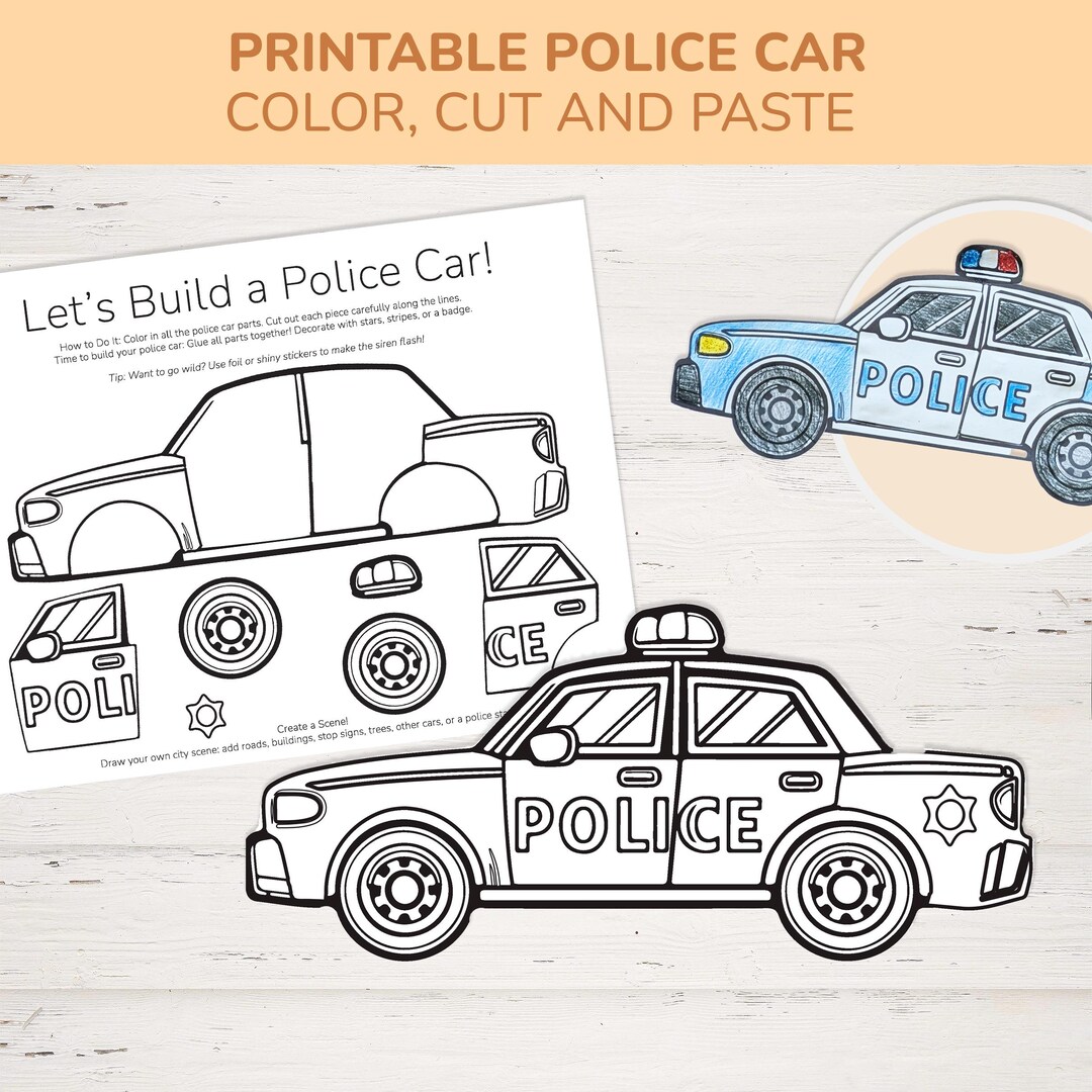 Printable Police Car Craft – Cut, Color and Glue Activity for Kids ...