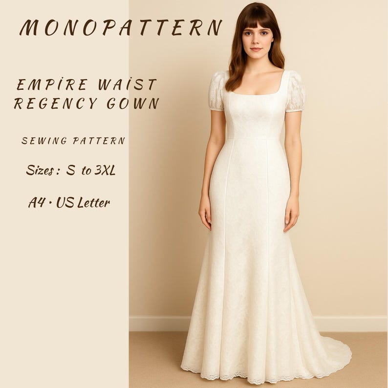Empire Waist Regency Gown Sewing Pattern (PDF) - Etsy