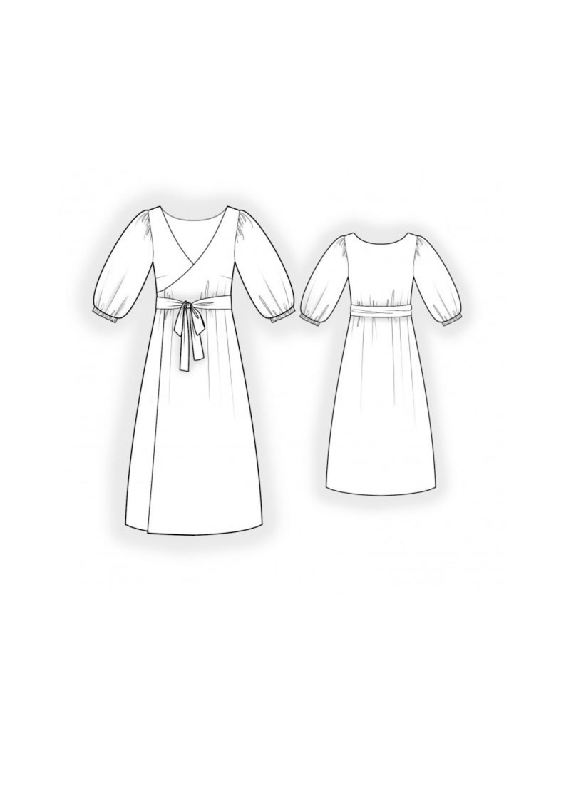 Linen Surplice Dress Sewing Pattern: Plus Size S-3XL (a4/letter ...