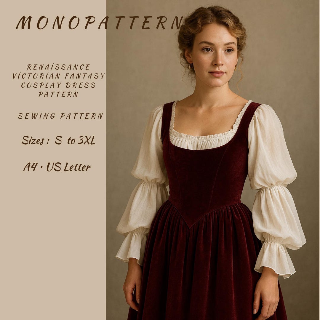 Patron de robe de cosplay Renaissance : médiéval, elfique, régence (PDF ...