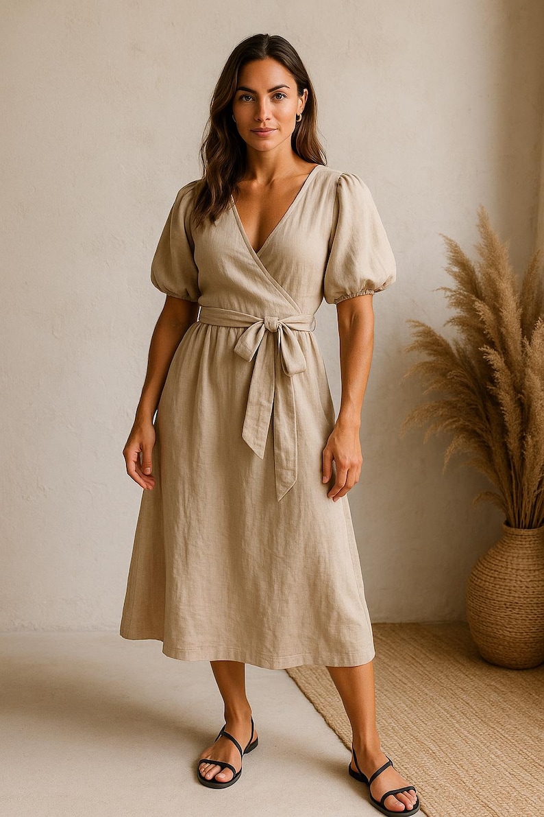 Linen Surplice Dress Sewing Pattern: Plus Size S-3XL (a4/letter ...