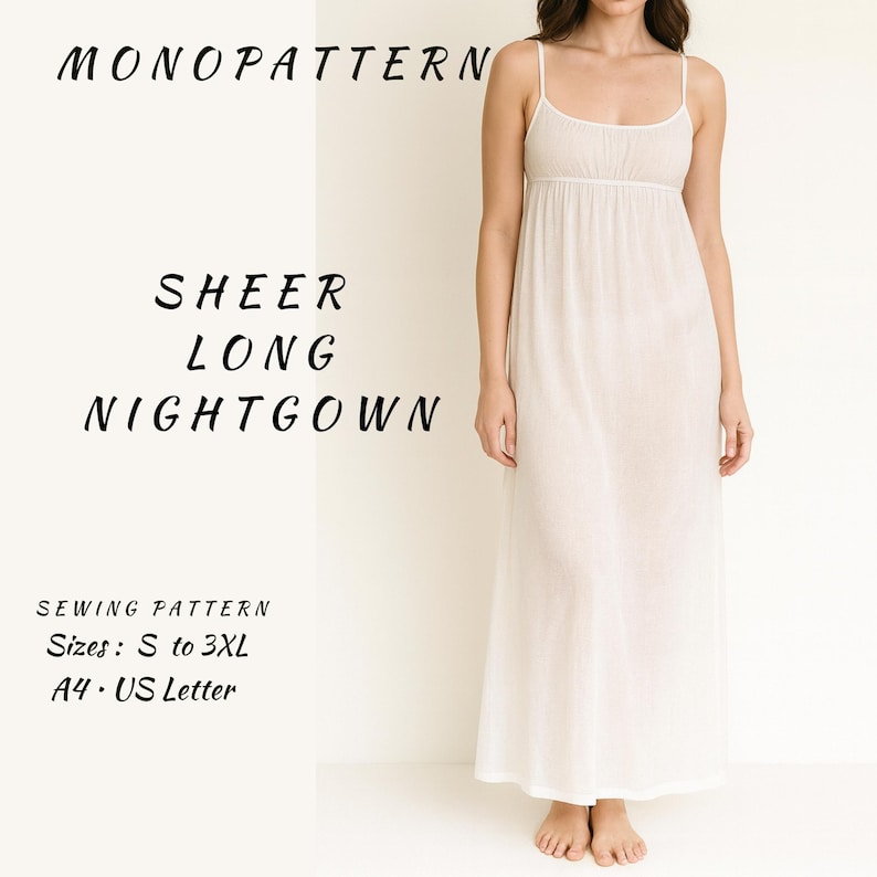 Sheer Babydoll Nightgown Sewing Pattern (PDF Download, Size S-3XL) - Etsy