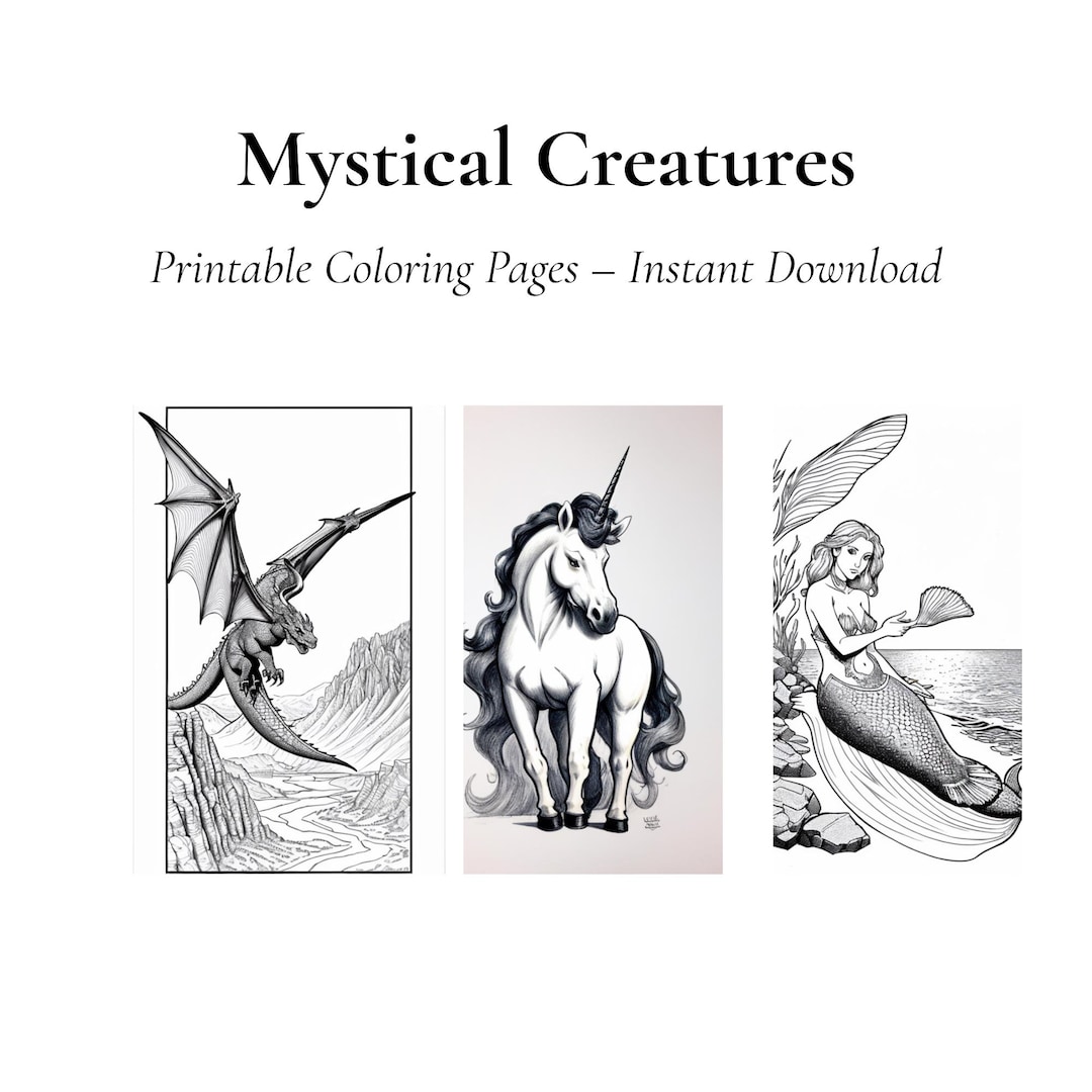 Mystical Creatures Coloring Pages – Printable Fantasy Set for Kids ...
