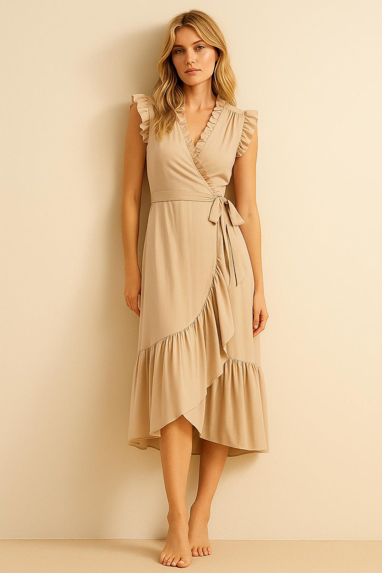 Wrap Ruffle Midi Dress Sewing Pattern: Ladies Sizes S-3XL (PDF) - Etsy