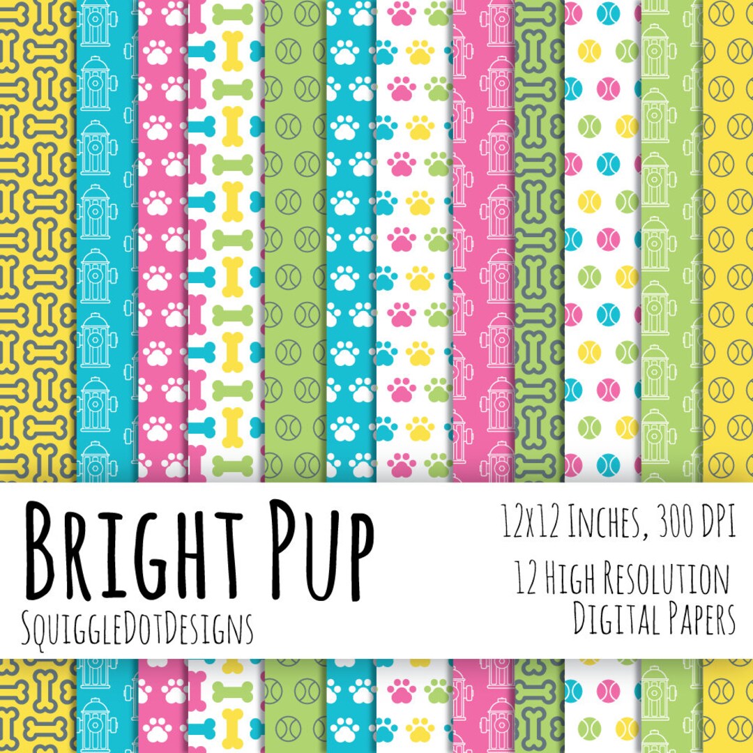 Dog Themed Digital Printable Paper for Cards, Crafts, Art and ...