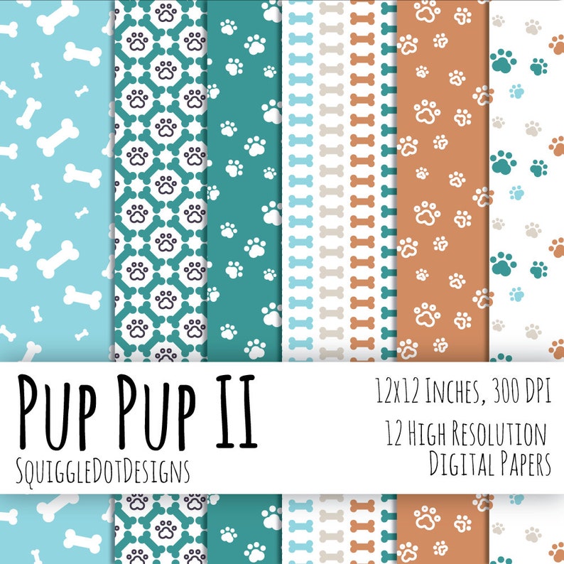 Dog Themed Digital Printable Paper for Cards, Crafts, Art and ...