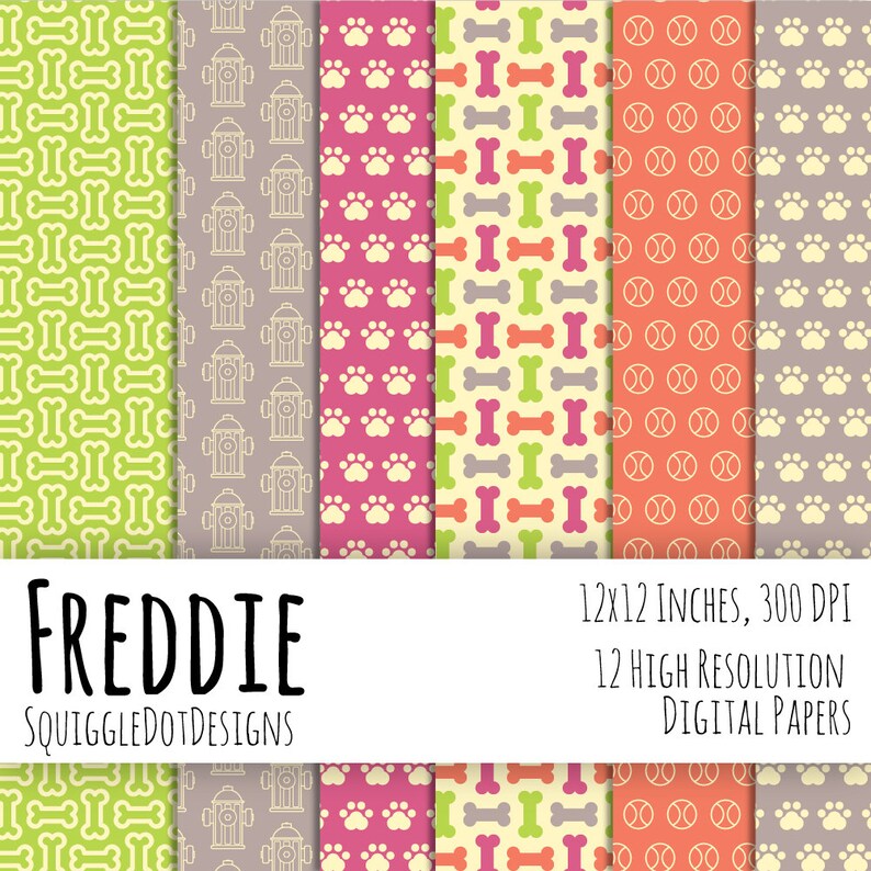 Dog Themed Digital Printable Paper for Cards, Crafts, Art and ...