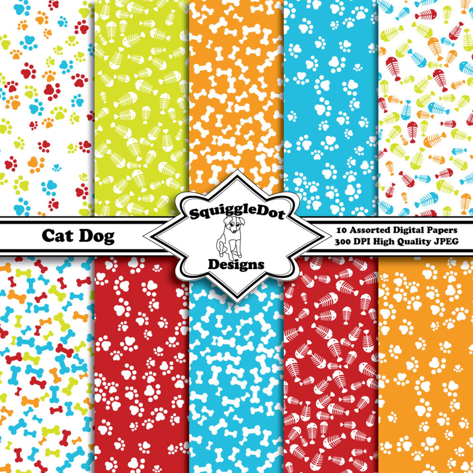 Digital Paper for Cards, Crafts, and Scrapbooking Printable Set of 10 ...