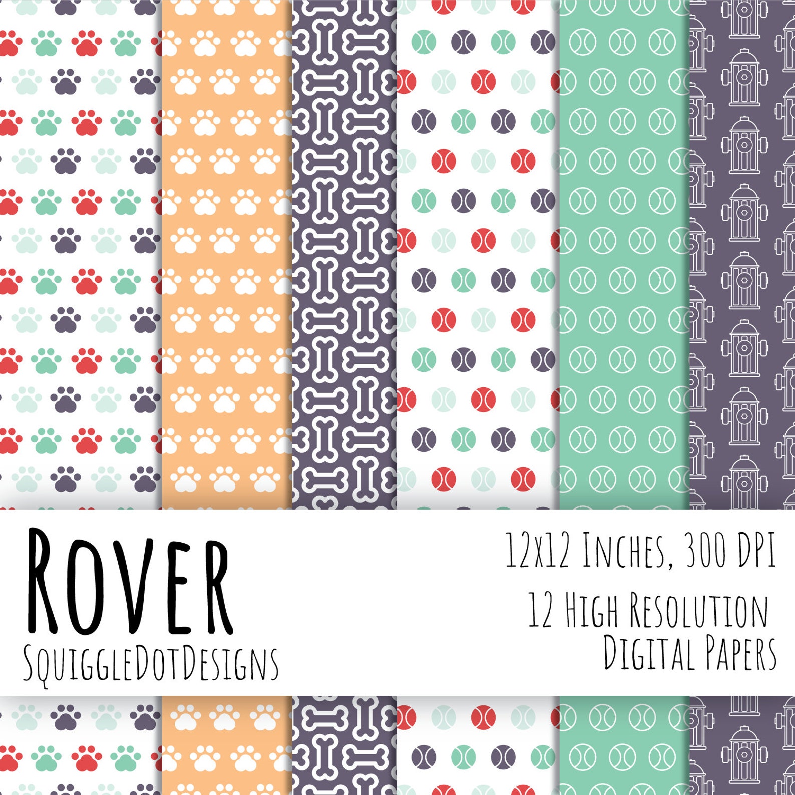 Dog Themed Digital Printable Paper for Cards, Crafts, Art and ...