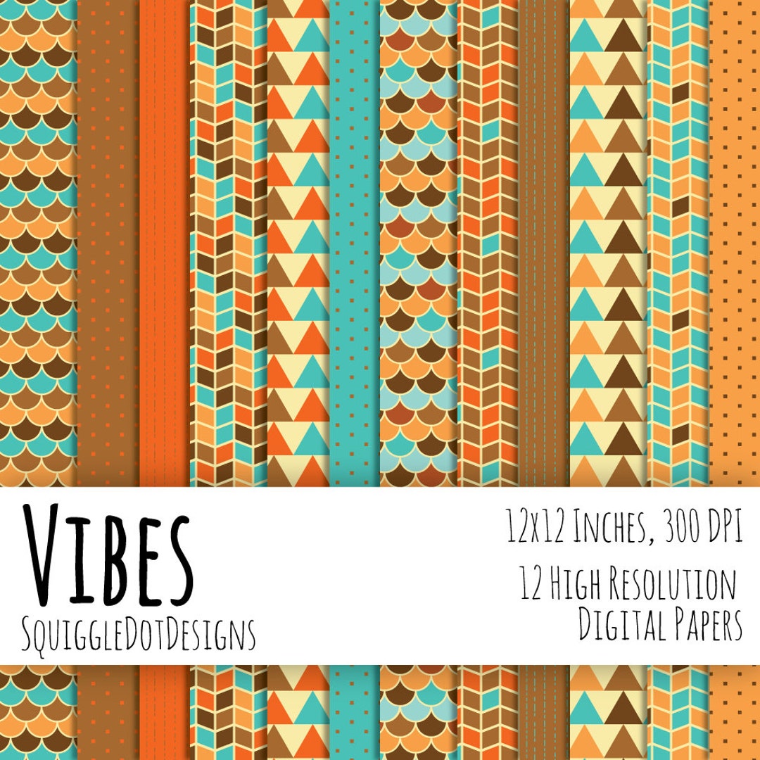 Retro Geometric Digital Printable Paper for Cards, Crafts, Art and ...