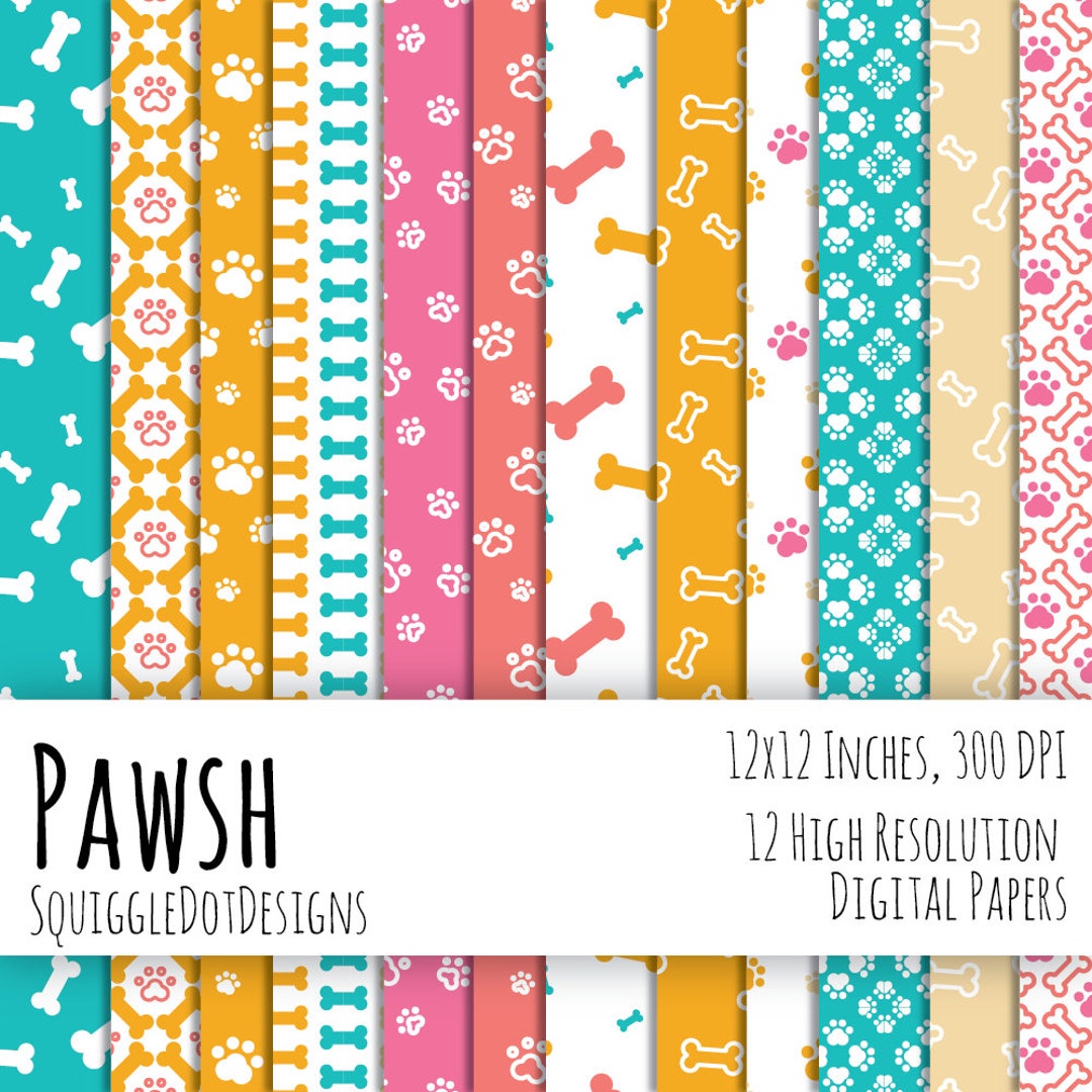 Dog Themed Digital Printable Paper for Cards, Crafts, Art and ...