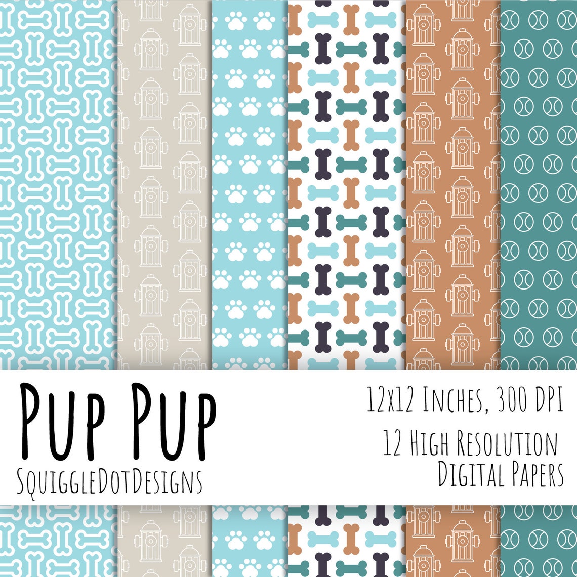 Dog Themed Digital Printable Paper for Cards, Crafts, Art and ...