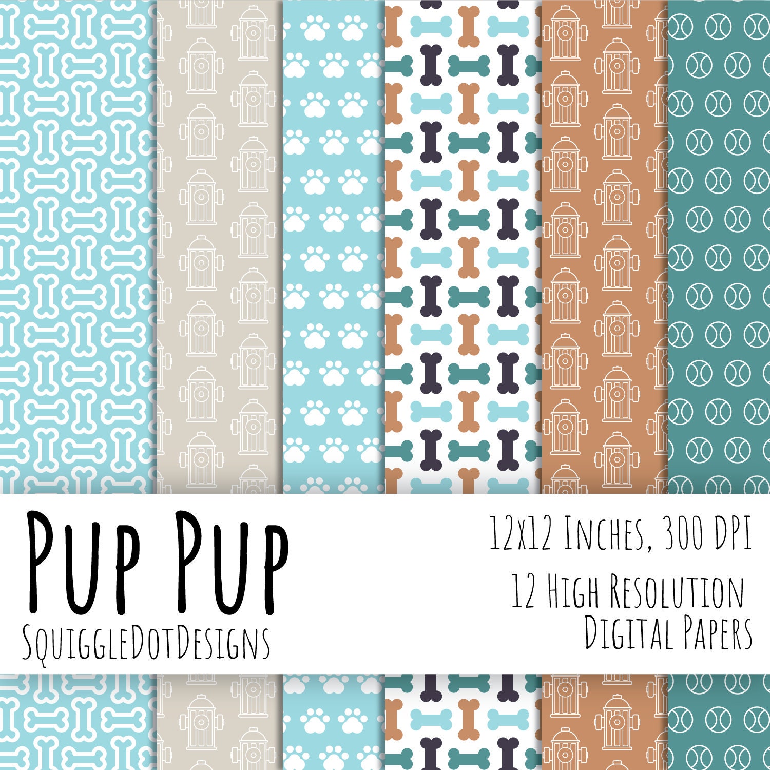 Dog Themed Digital Printable Paper for Cards, Crafts, Art and ...