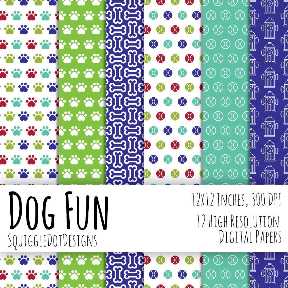 Dog Themed Digital Printable Paper for Cards, Crafts, Art and ...