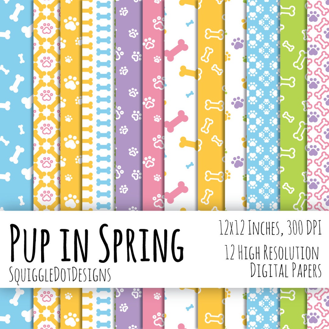 Dog Themed Digital Printable Paper for Cards, Crafts, Art and ...