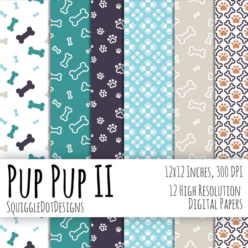Dog Themed Digital Printable Paper for Cards, Crafts, Art and ...