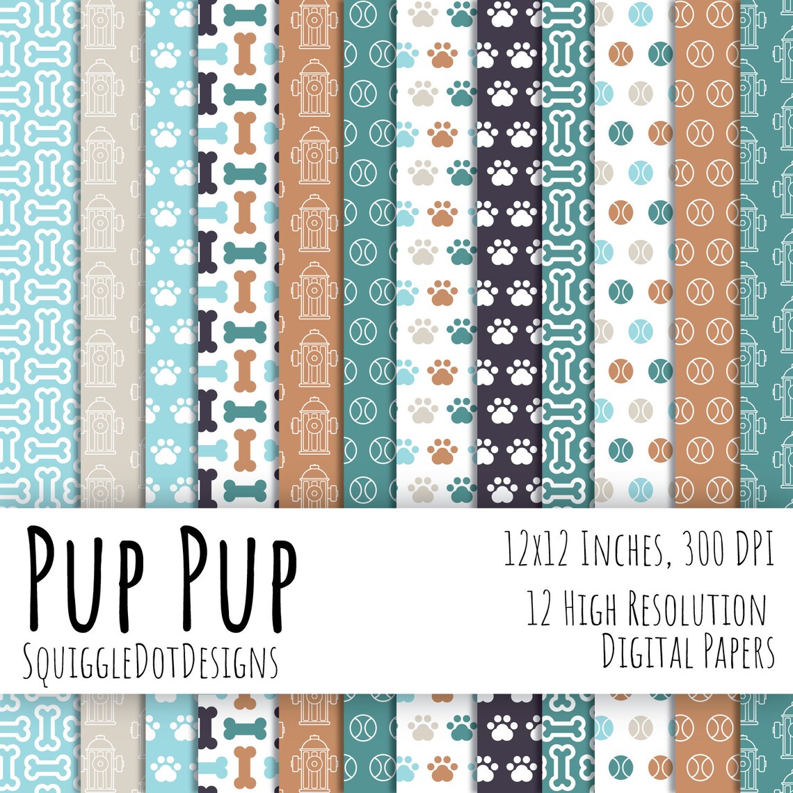 Dog Themed Digital Printable Paper for Cards, Crafts, Art and ...