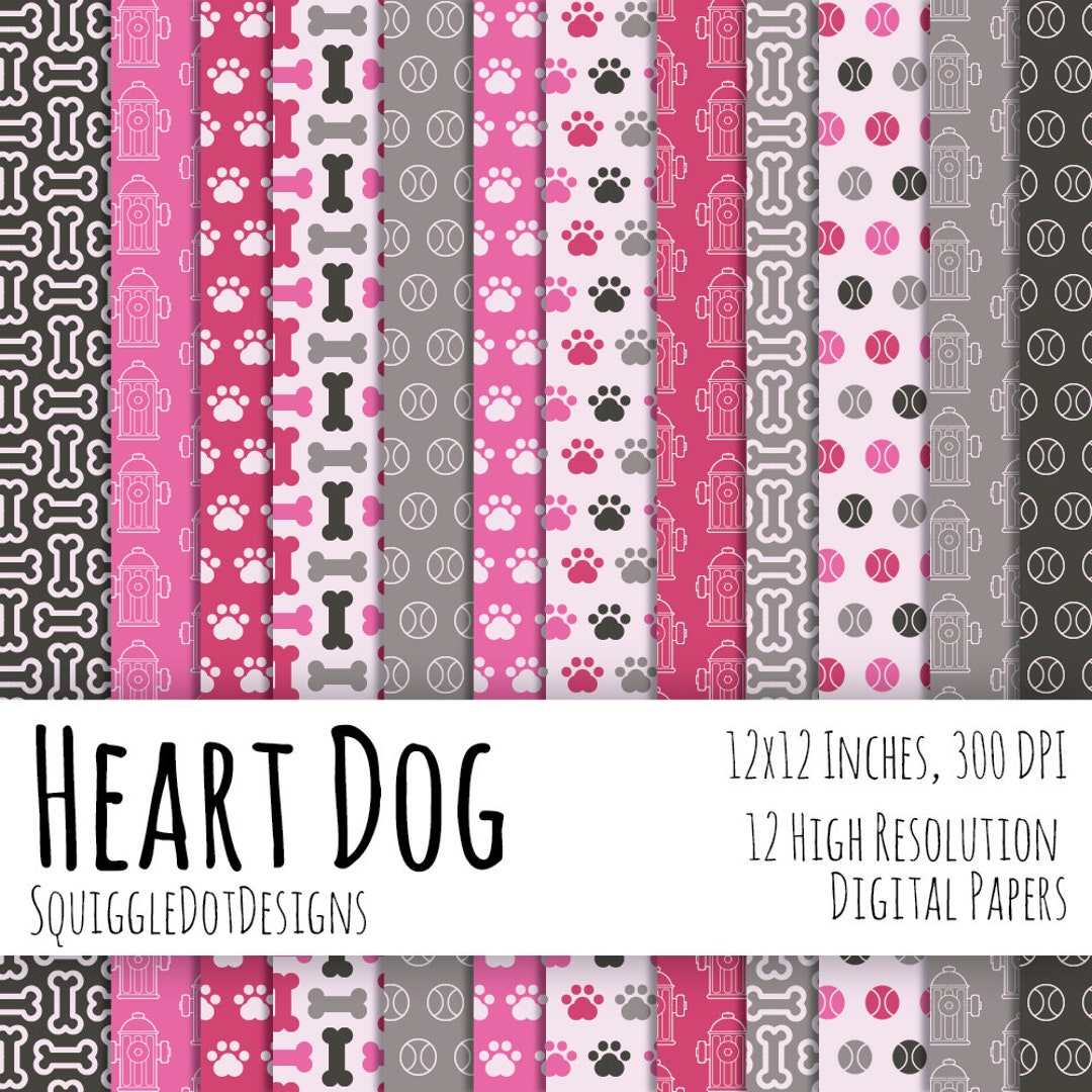 Dog Themed Digital Printable Paper for Cards, Crafts, Art and ...