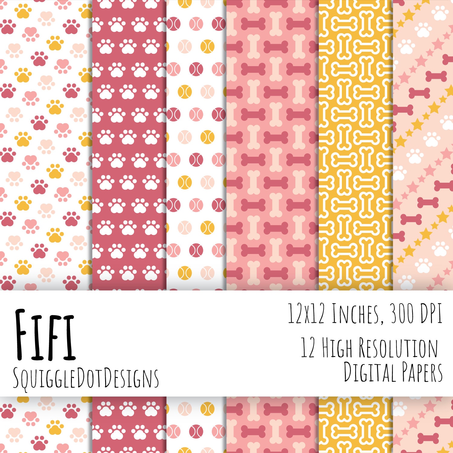 Dog Themed Digital Printable Paper for Cards, Crafts, Art and ...