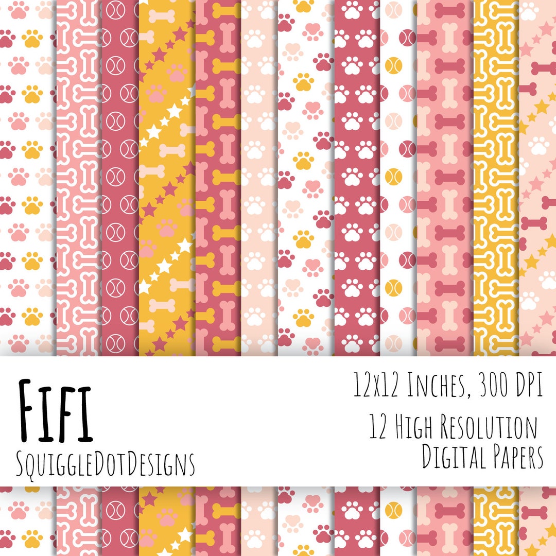 Dog Themed Digital Printable Paper for Cards, Crafts, Art and ...