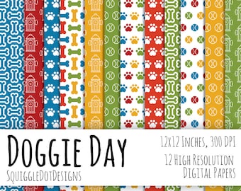 Dog Themed Digital Printable Paper for Cards, Crafts, Art and ...