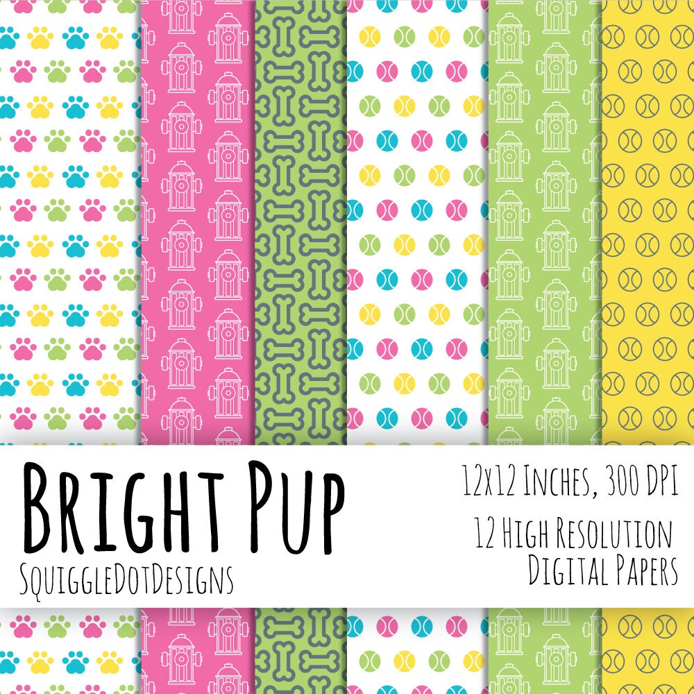 Dog Themed Digital Printable Paper for Cards, Crafts, Art and ...