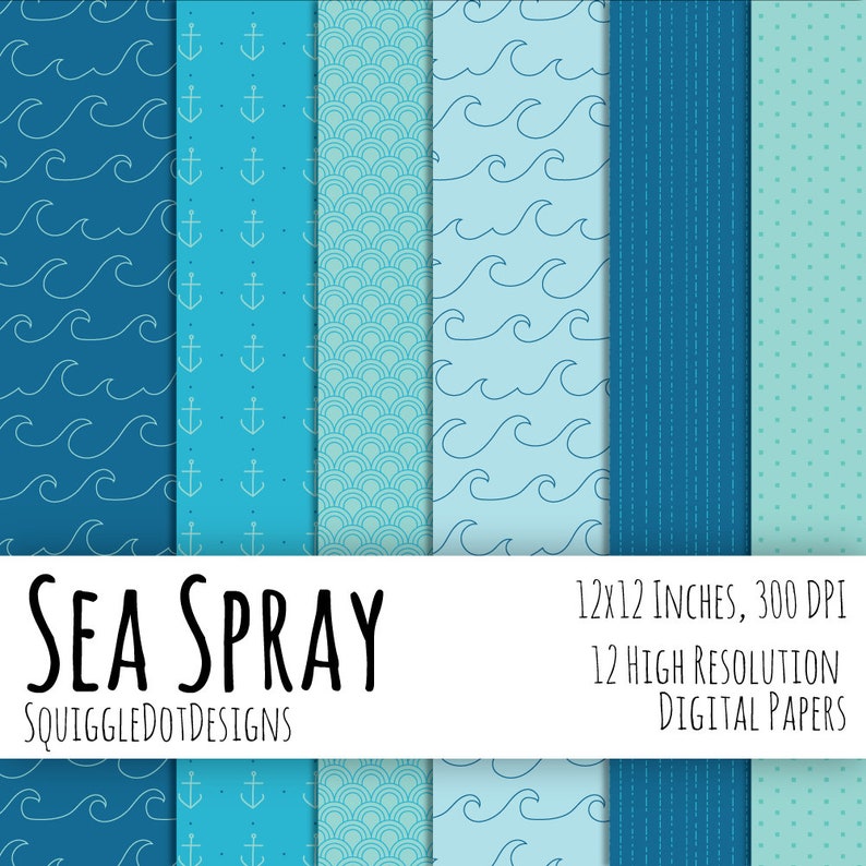 Ocean Themed Digital Printable Background Paper for Web Design, Crafts ...