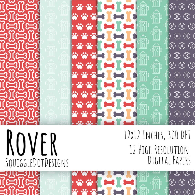 Dog Themed Digital Printable Paper for Cards, Crafts, Art and ...