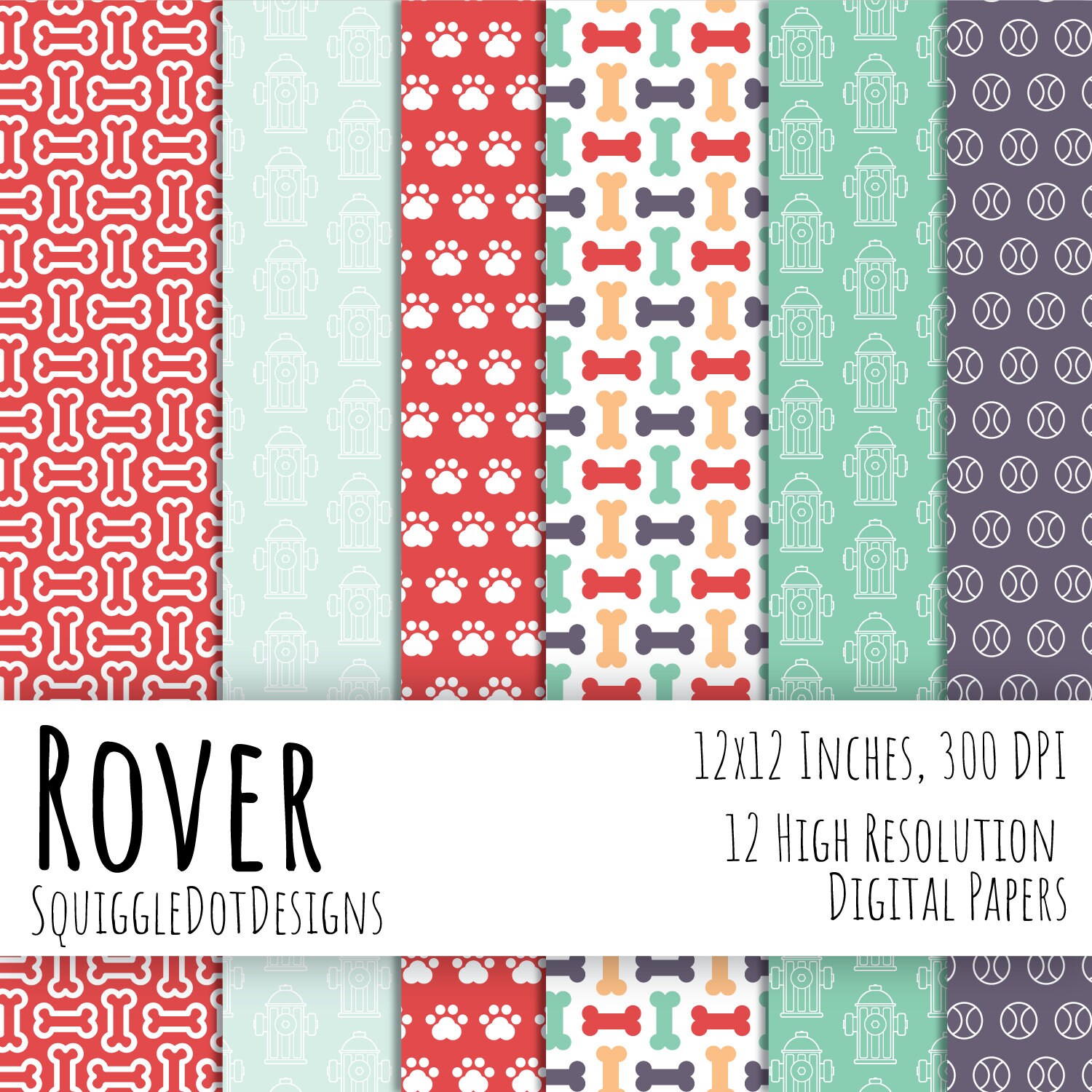 Dog Themed Digital Printable Paper for Cards, Crafts, Art and ...