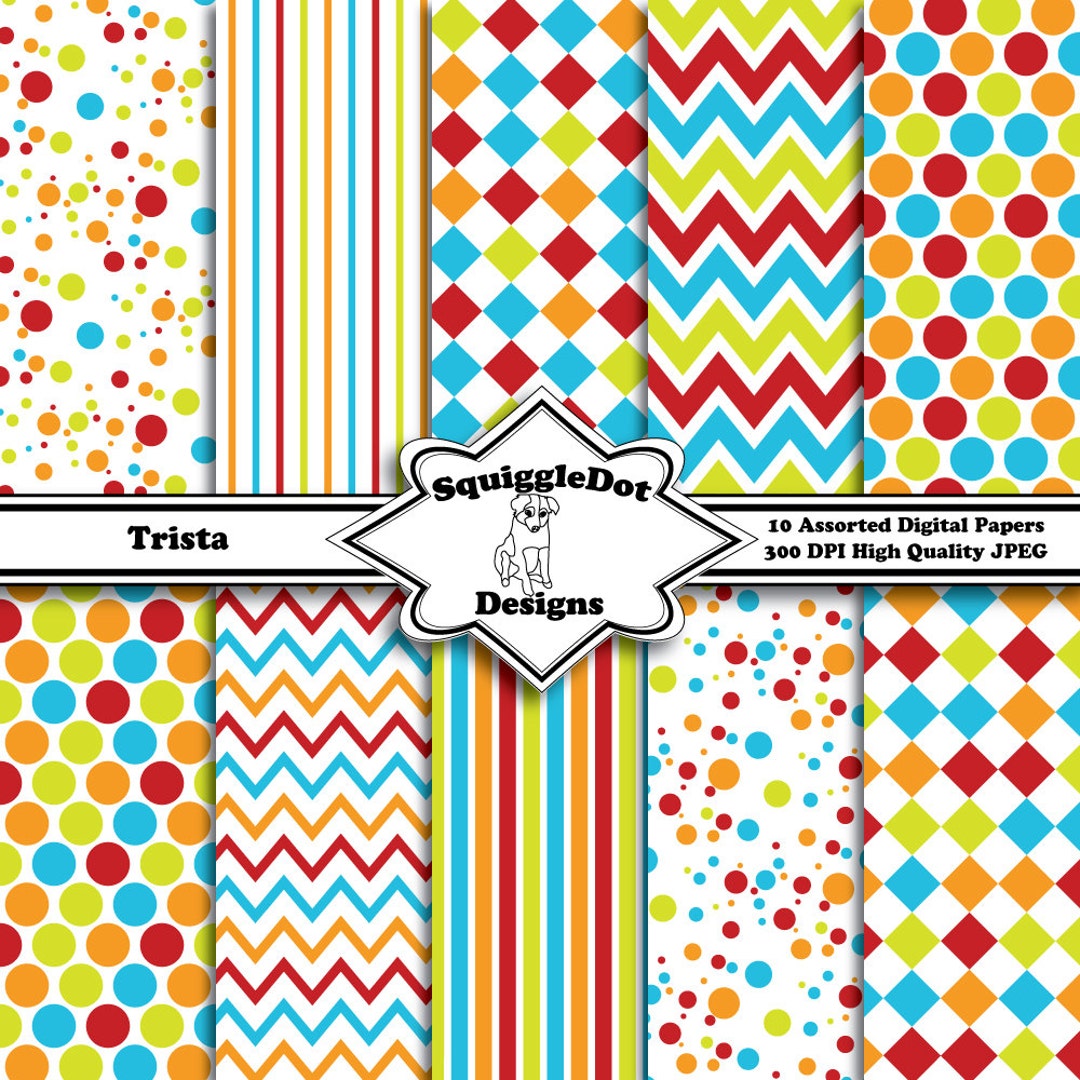 Printable Papers - Digital Scrapbook Paper in Bright Summery Colors ...