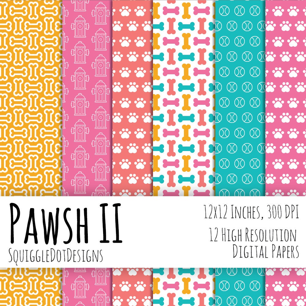 Dog Themed Digital Printable Paper for Cards, Crafts, Art and ...