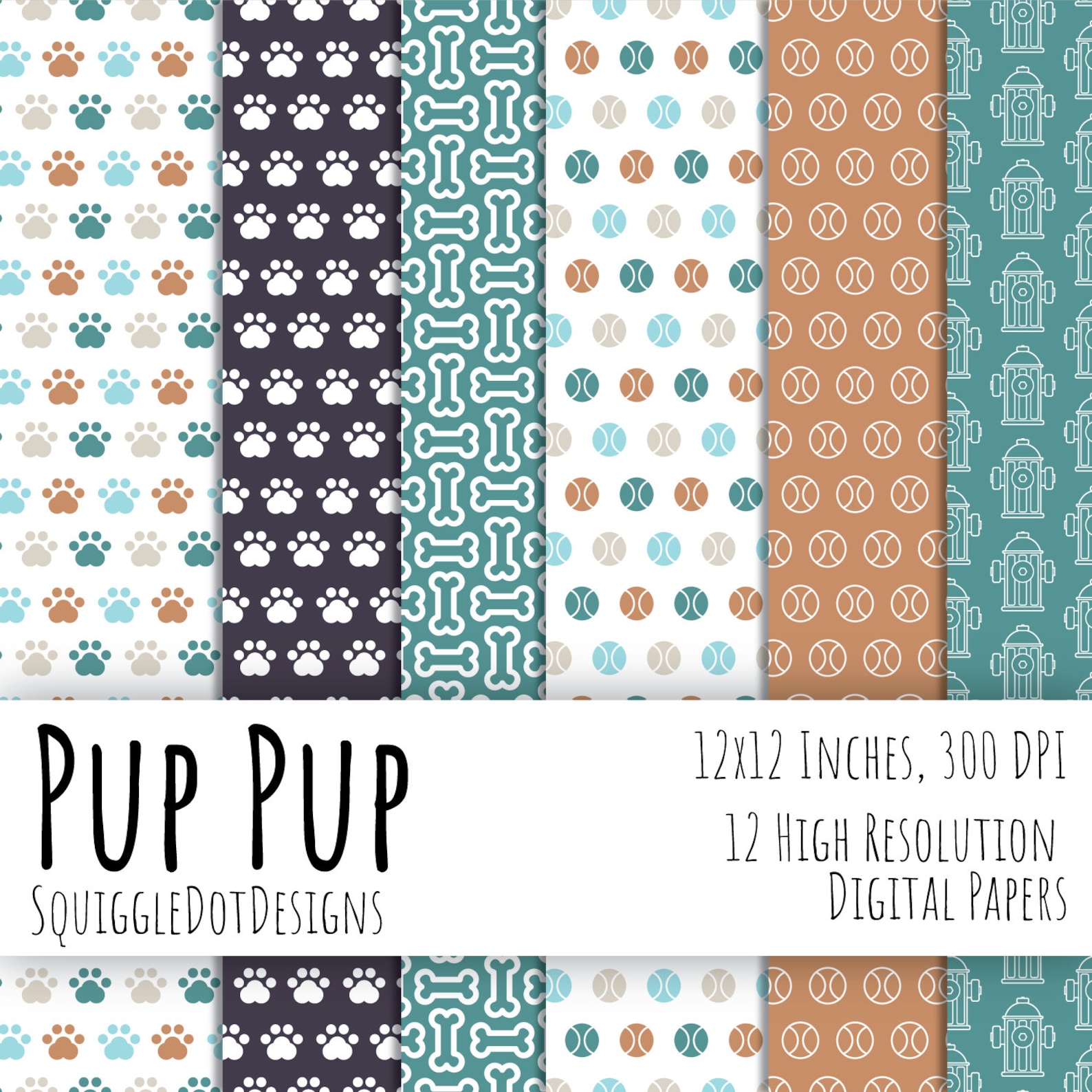 Dog Themed Digital Printable Paper for Cards, Crafts, Art and ...