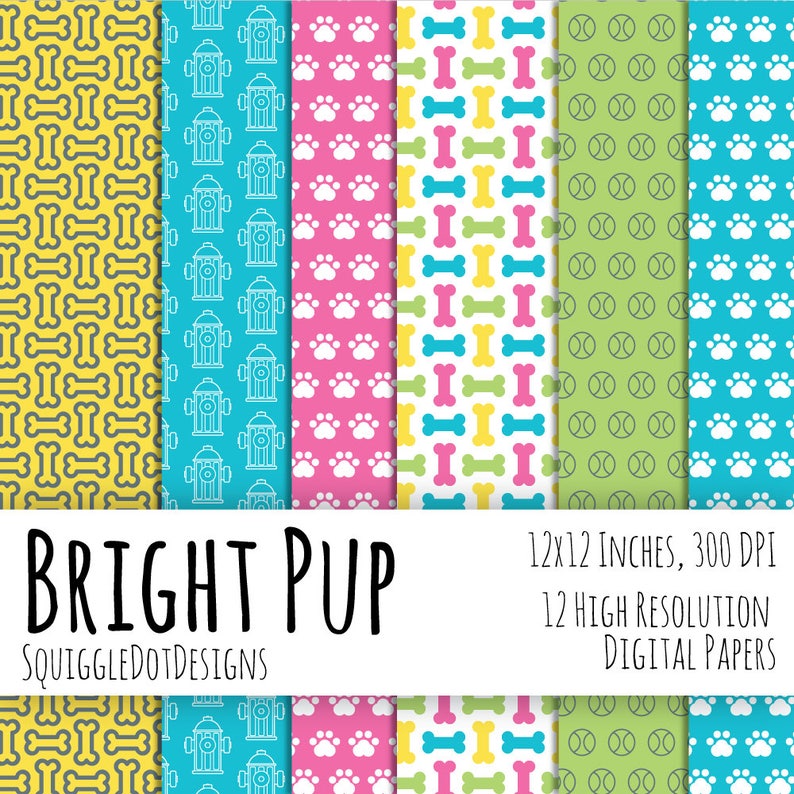 Dog Themed Digital Printable Paper for Cards, Crafts, Art and ...
